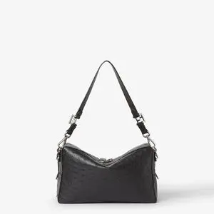 Fendi Lui Medium Black Ostrich Leather Bag